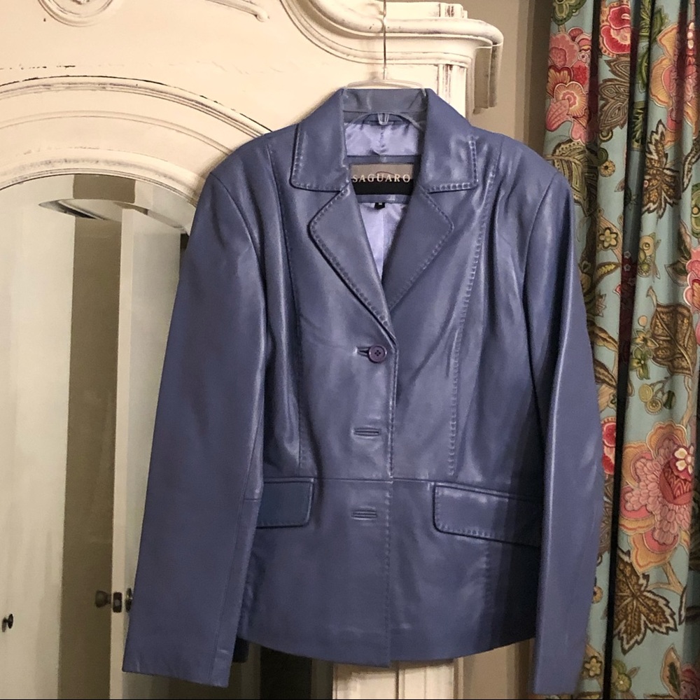 Saguaro Periwinkle Blue Leather Coat - Gem